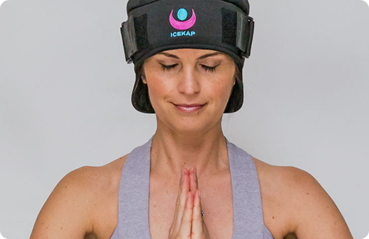 Cooling and Warming Adjustable Compress cap with removable gel packs ...